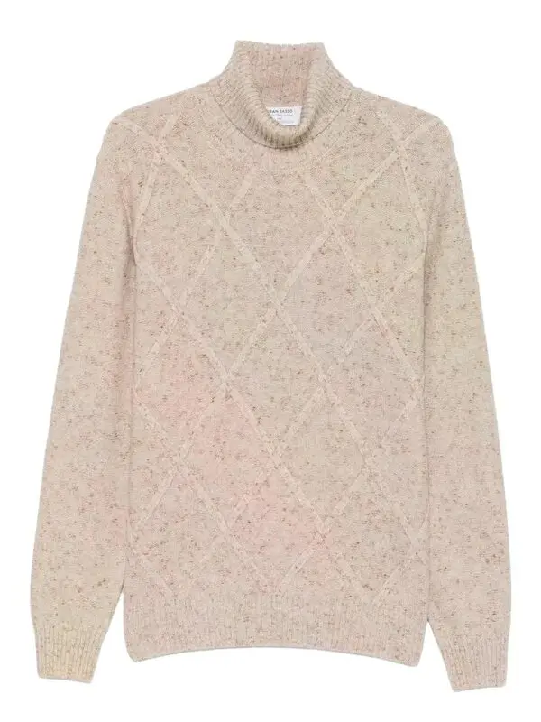 GRAN SASSO Diamond-knit Roll-neck Sweater - Brown