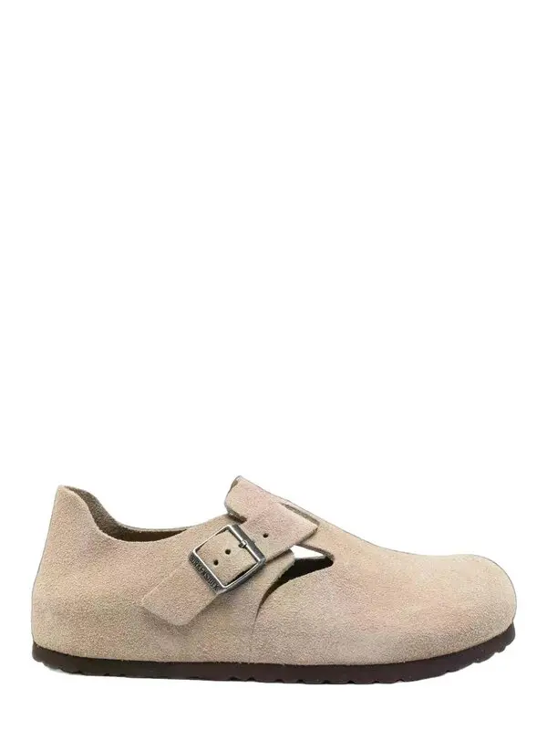 BIRKENSTOCK London Buckle-fastening Suede Clogs - Neutrals