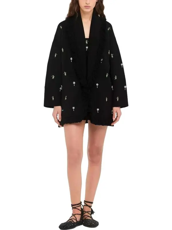 Alanui Hand-embroidered Virgin Wool Cardigan - Black