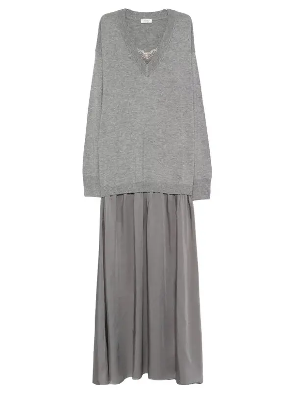 Liu Jo Lace Trim Maxi Dress - Grey