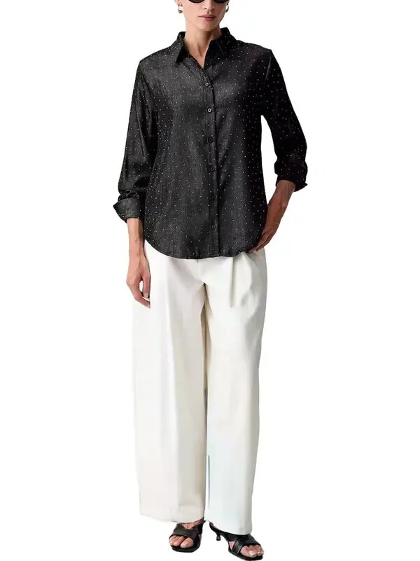 Guess Embellished Long Sleeve Shirt - Black