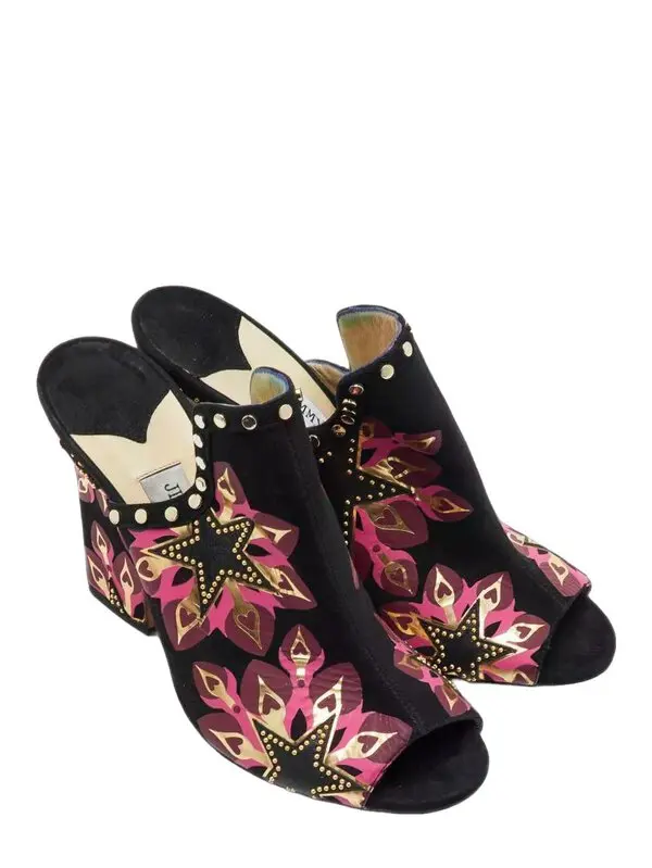 JIMMY CHOO Mahi Star-print Suede Heeled Mules - Black