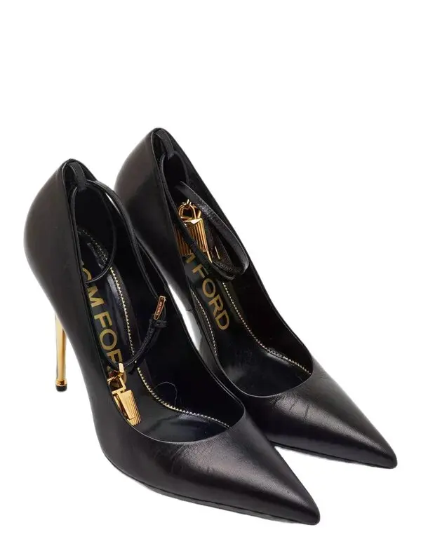 TOM FORD Leather Pointed-toe Stiletto Pumps With Padlock Hardware - Black