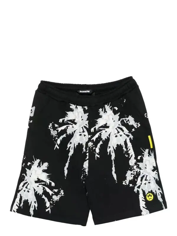 BARROW Palm-print Drawstring Shorts - Black