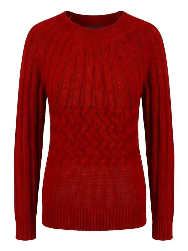 MOORER Cable-knit Crew Neck Sweater - Red