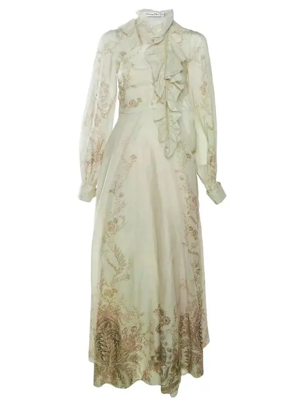 Dior Ruffled Maxi Dress - Neutrals