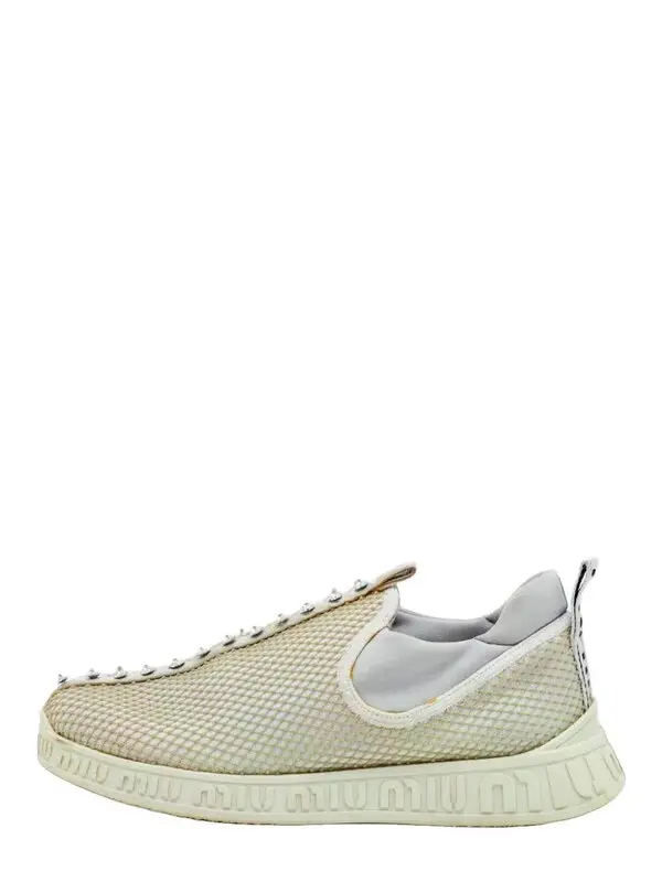 Miu Miu Embellished Low Top Sneakers - Neutrals