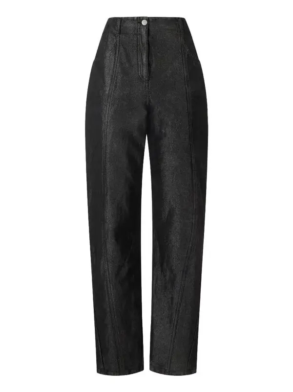 Alberta Ferretti High-waisted Straight-leg Trousers With Metallic Finish - Black