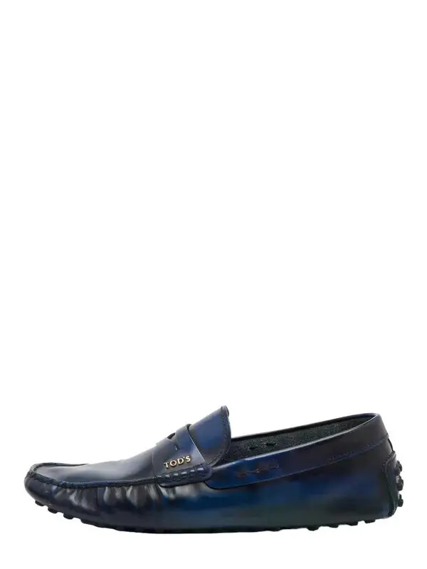 TOD'S Penny Brushed Leather Loafers - Blue
