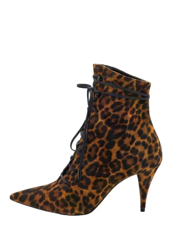 Saint Laurent Kiki Leopard-print Ankle Boots - Brown