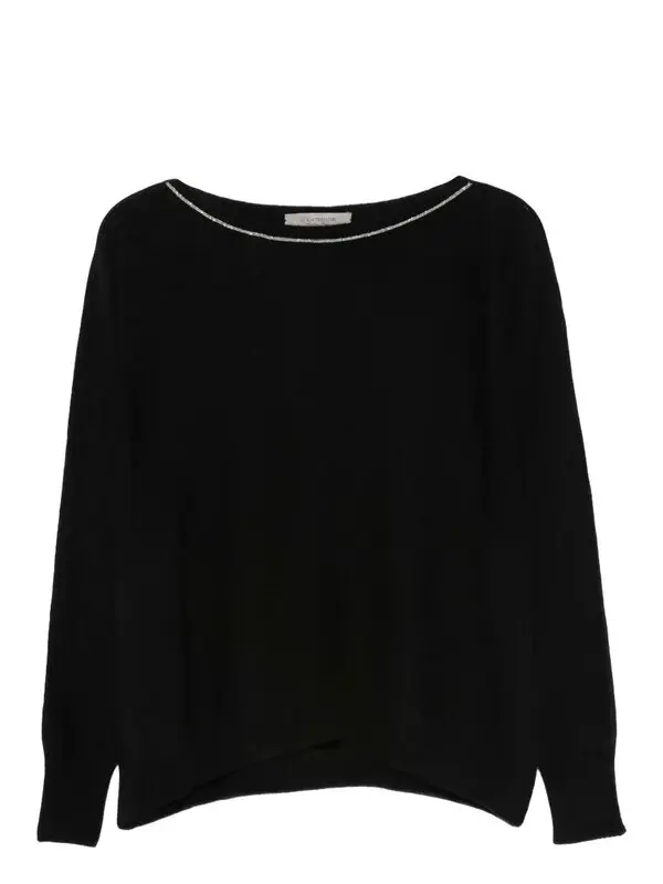 D.exterior Embellished-neck Sweater - Black