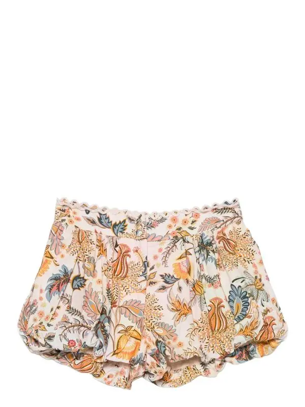 Farm Rio Floral Print Puff-ball Shorts - Pink