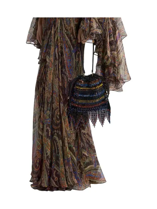 Etro Small Kalispera Bag With Sequins And Beads - Black