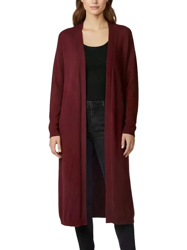 Loro Piana Burgundy Cashmere Longline Open-front Cardigan-coat - Red