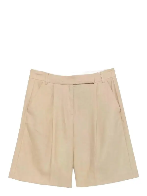 I BLUES Pleated Twill Shorts - Neutrals