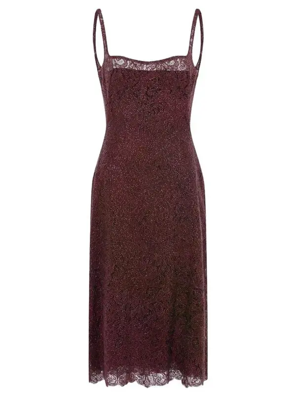 Ermanno Scervino Rebrodé Lace Embellished Midi Dress - Red