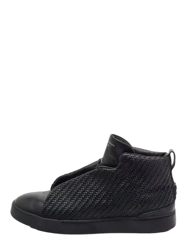 Balenciaga Woven Leather Slip-on Sneakers - Black