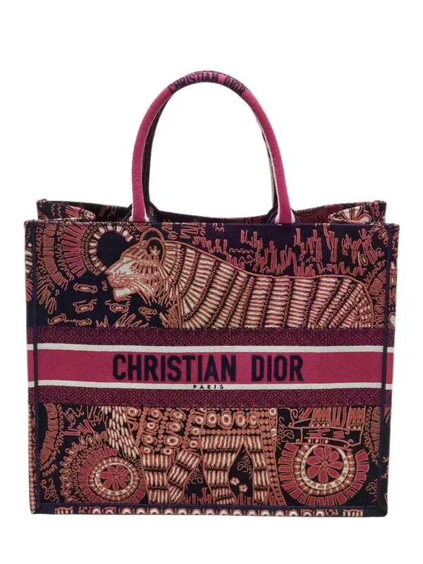 Dior Large Animals Tiger Book Tote Bag - Red
