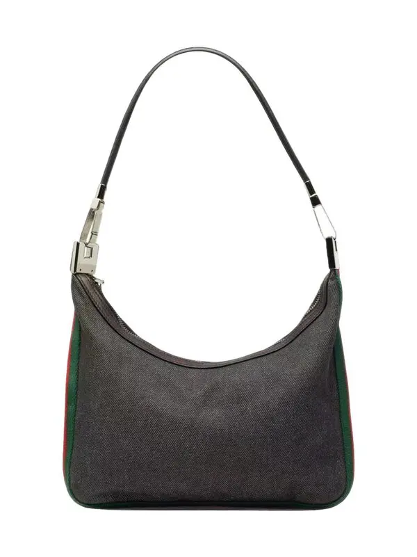 Gucci Denim Web Shoulder Bag - Black