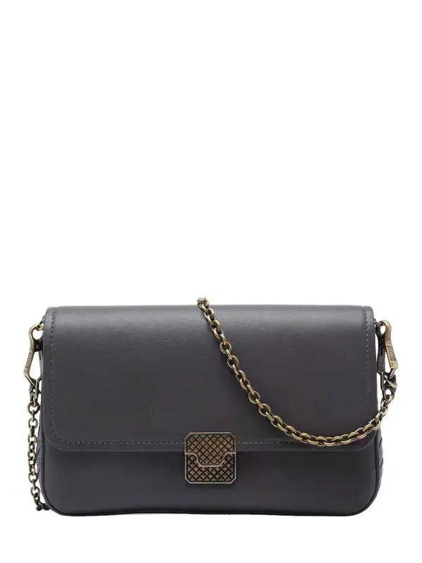 Bottega Veneta Nappa Intrecciato Trimmed Wallet On Chain Crossbody Bag - Grey