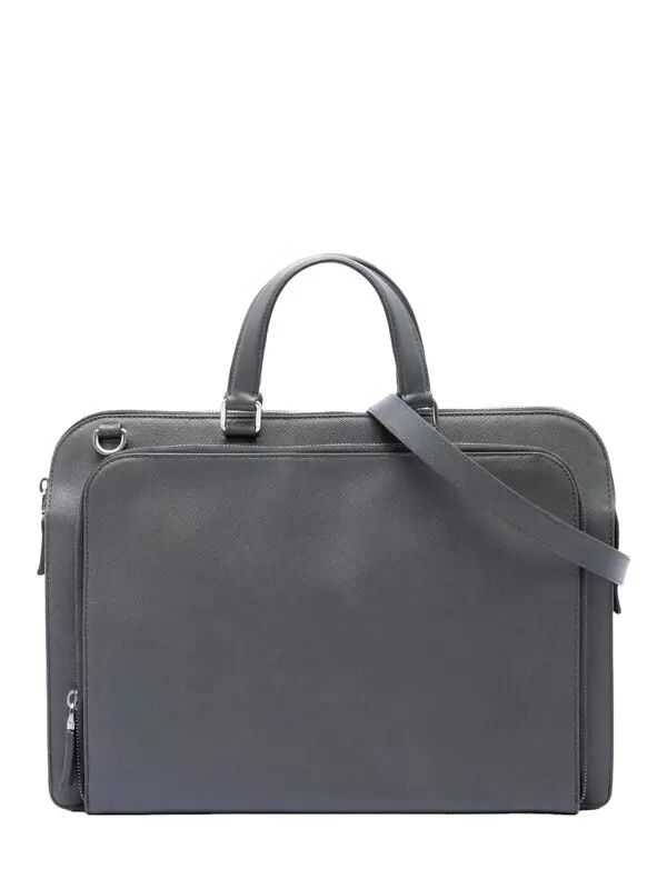 Prada Saffiano Leather Briefcase Bag - Grey