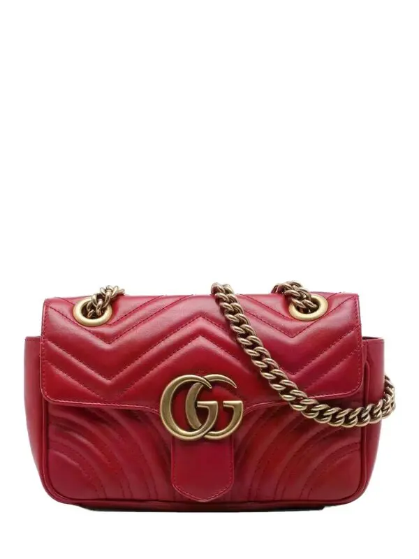 Gucci Gg Marmont Matelasse Calfskin Shoulder Bag - Red