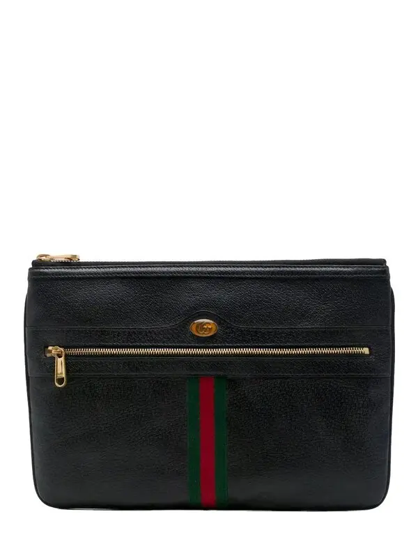 Gucci Calfskin Web Ophidia Clutch Bag - Black