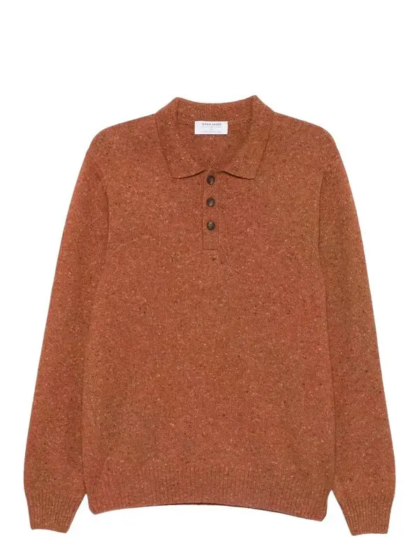 GRAN SASSO Button-down Polo Sweater - Orange