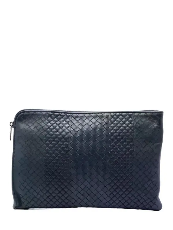 Bottega Veneta Nappa Intreccio Imperatore Zip Clutch Bag - Blue