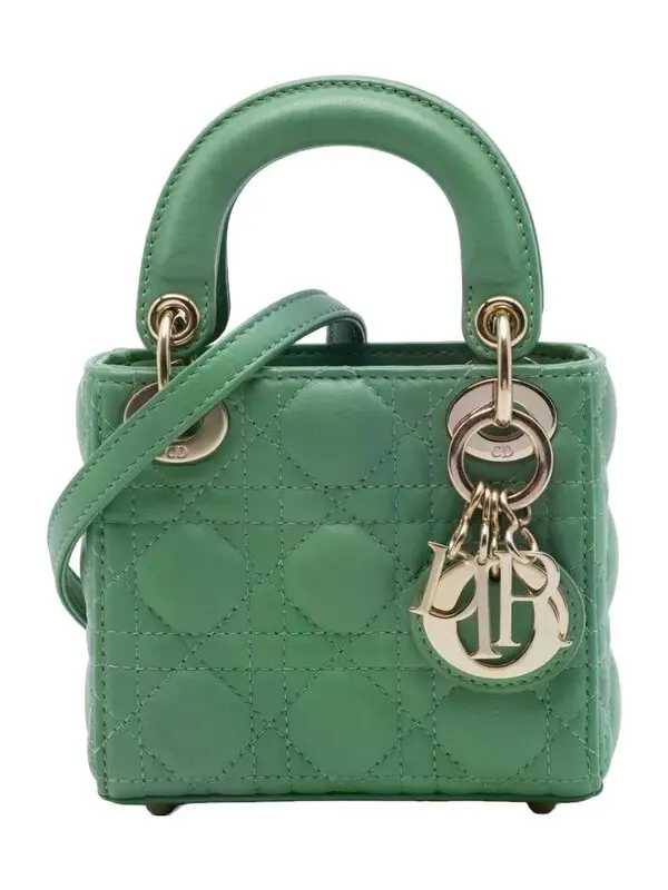 Dior Micro Lambskin Cannage Lady Satchel - Green