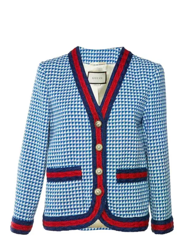 Gucci Houndstooth Tweed Jacket - Blue