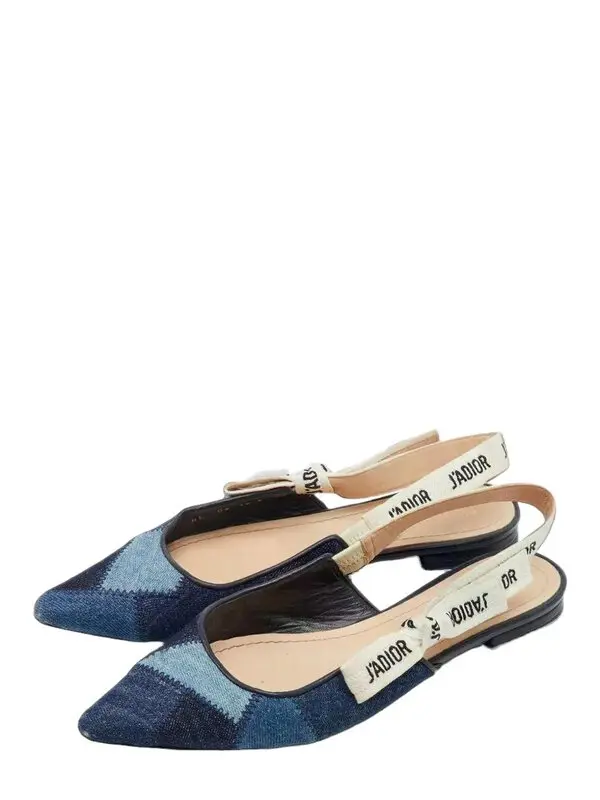 Dior J'adior Patchwork Slingback Flat Pumps - Blue