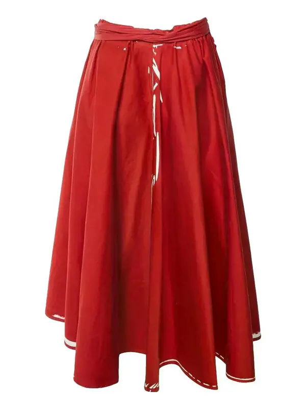 Prada Gathered Midi Skirt - Red