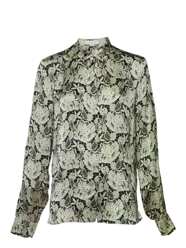 Stella McCartney Floral Lace-print Silk Shirt - Neutrals
