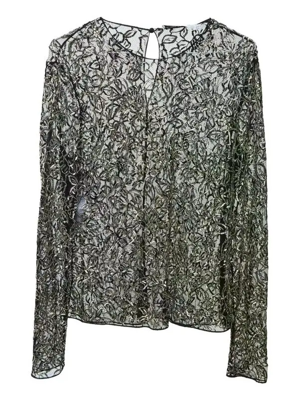 Dior Sequined Long Sleeve Blouse - Black