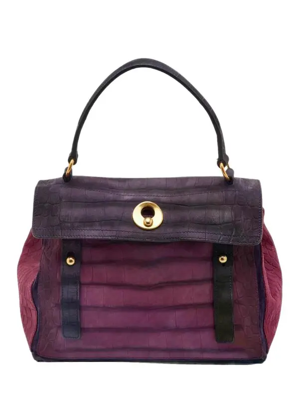 Saint Laurent Muse Two Croc-embossed Shoulder Bag - Purple