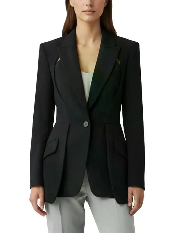 Alexander McQueen Cut-out Single-breasted Blazer - Black