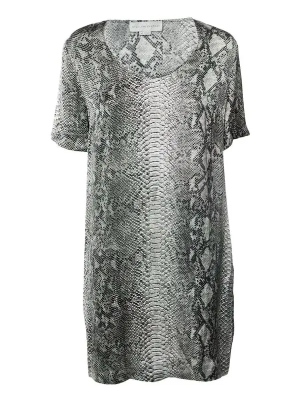 Stella McCartney Snakeskin-print Short-sleeve Mini Dress - Grey