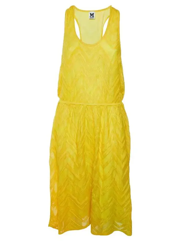 Missoni Chevron Knit Sleeveless Midi Dress - Yellow