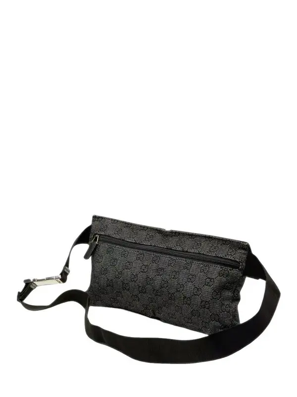 Gucci Gg Denim Double Pocket Belt Bag - Grey