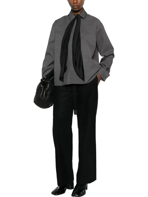 Sacai Layered Detail Pussy-bow Shirt - Grey