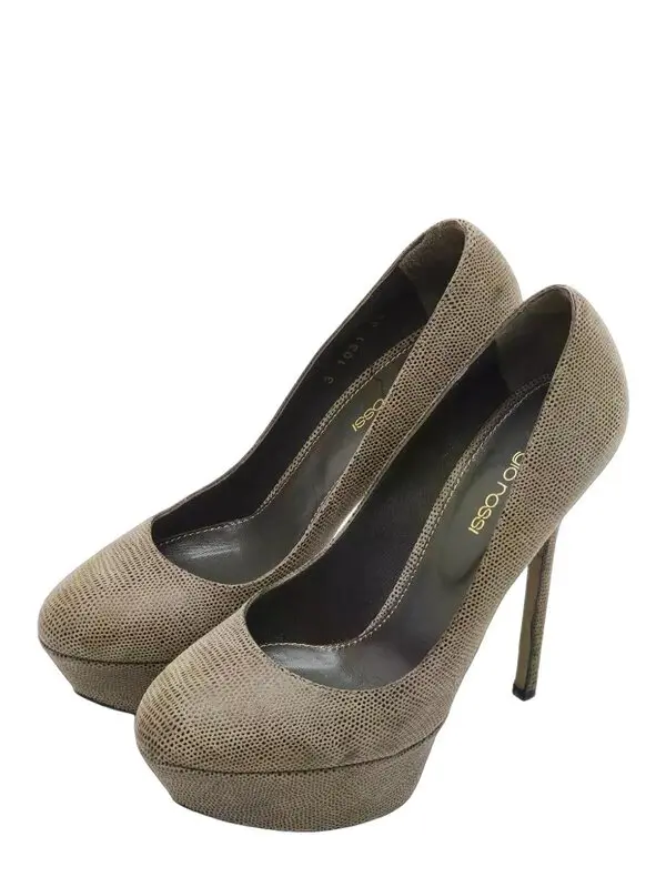 SERGIO ROSSI Metallic Embossed Platform Stiletto Pumps - Neutrals