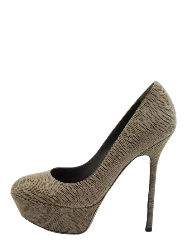 SERGIO ROSSI Metallic Embossed Platform Pumps - Neutrals