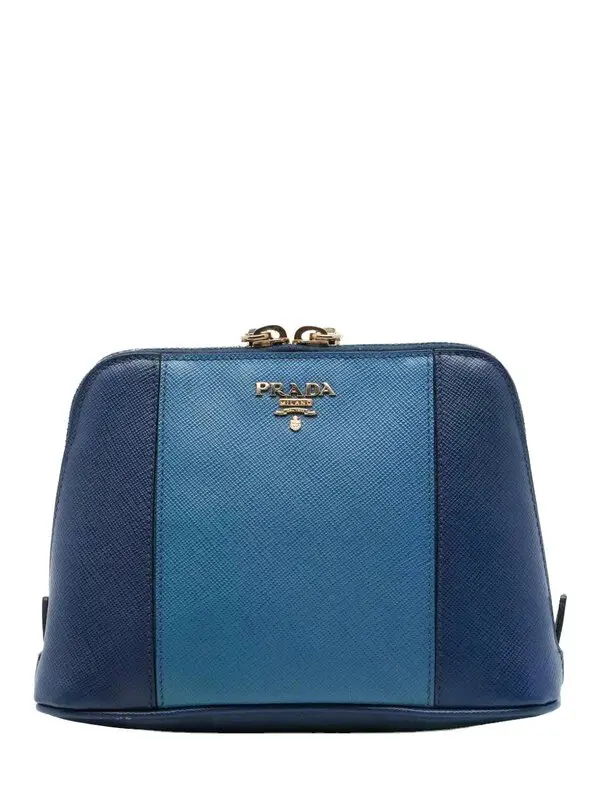Prada Bicolor Saffiano Dome Clutch Bag - Blue