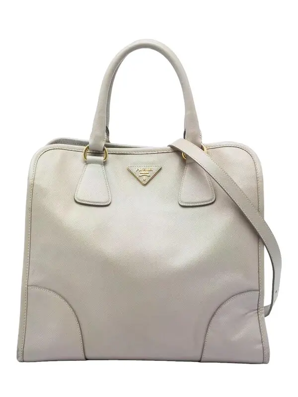 Prada Saffiano Lux Shopping Tote Satchel - Grey