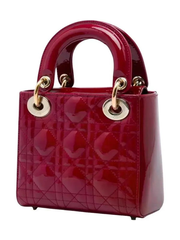 Dior Mini Patent Cannage Lady Satchel - Red