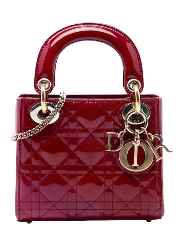 Dior Patent Cannage Lady Satchel - Red