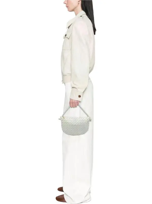 Bottega Veneta Small Lambskin Intrecciato Turn Pouch Hobo Bag - White