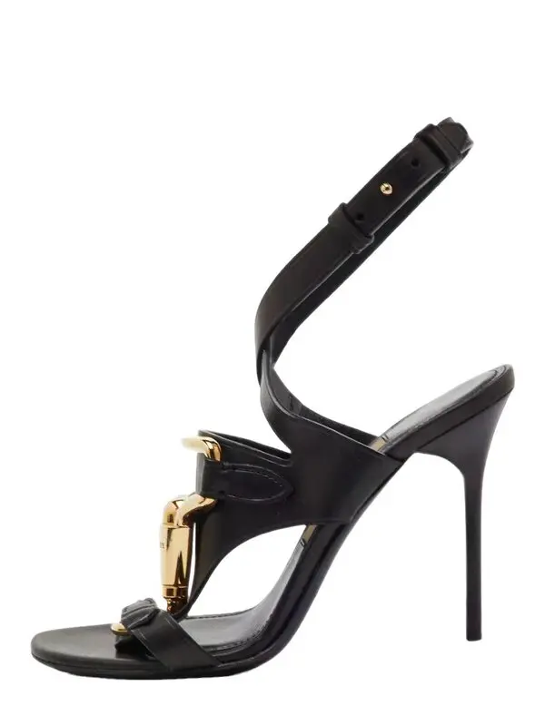 Burberry Bridle Horse-clip Heeled Sandals - Black