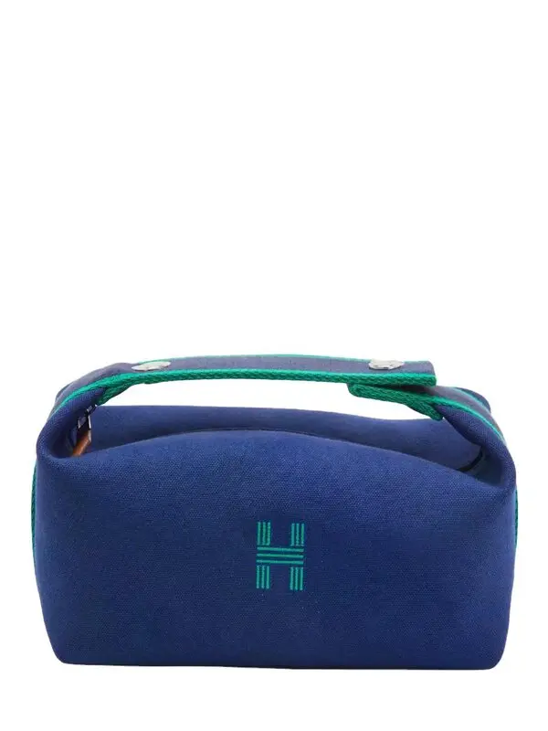 Hermès Bride-a-brac Toile H Logo-embroidered Clutch Bag - Blue